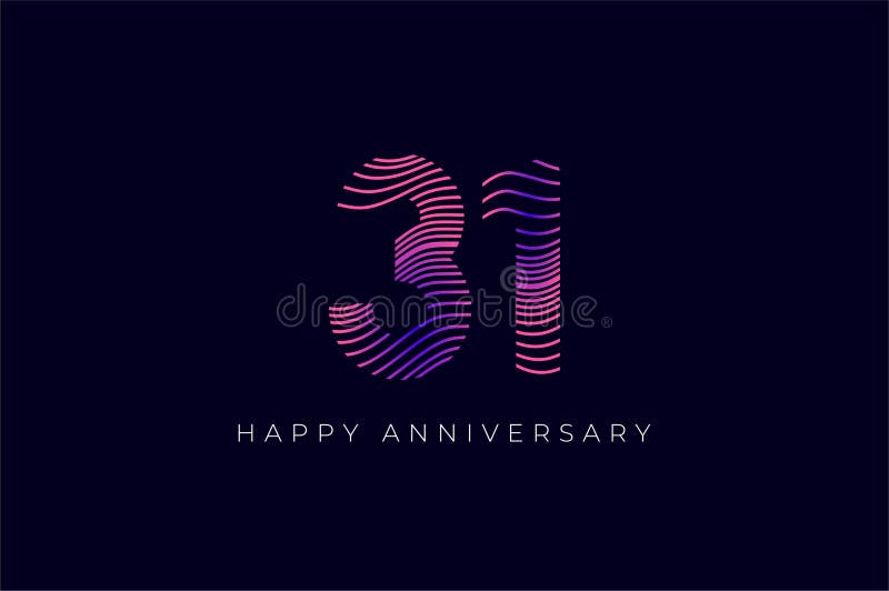 Numeric Design with Line Curve 31th, 31th Happy Anniversary Stock ...
