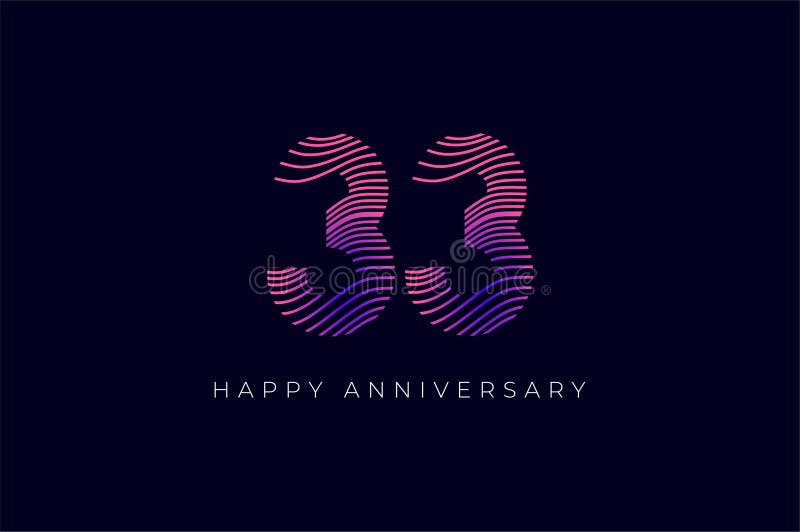 Numeric Design with Line Curve 33th, 33th Happy Anniversary Stock ...