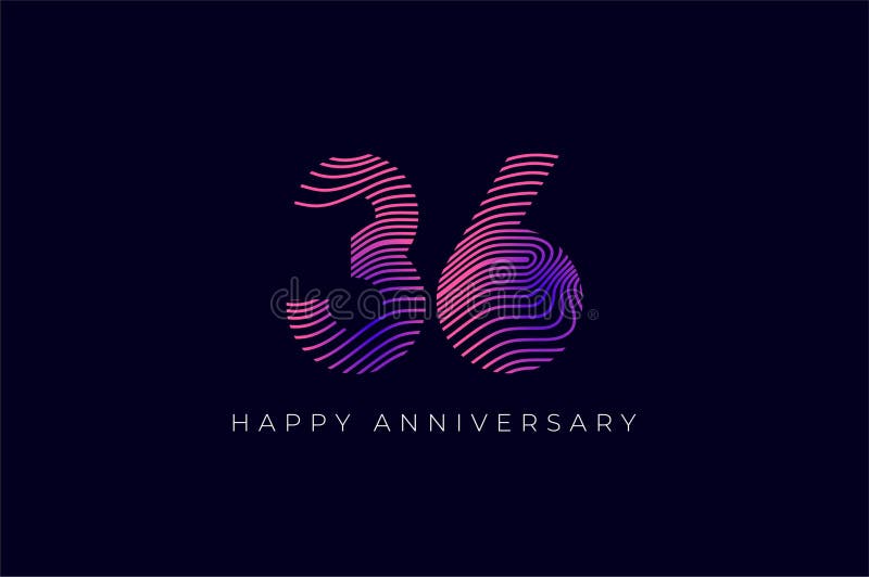 Numeric Design with Line Curve 36th, 36th Happy Anniversary Stock ...