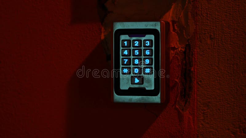 Numeric Keypad with Blue Illuminated Number Buttons. Red Flashing Bar Stock Video - Video of ...