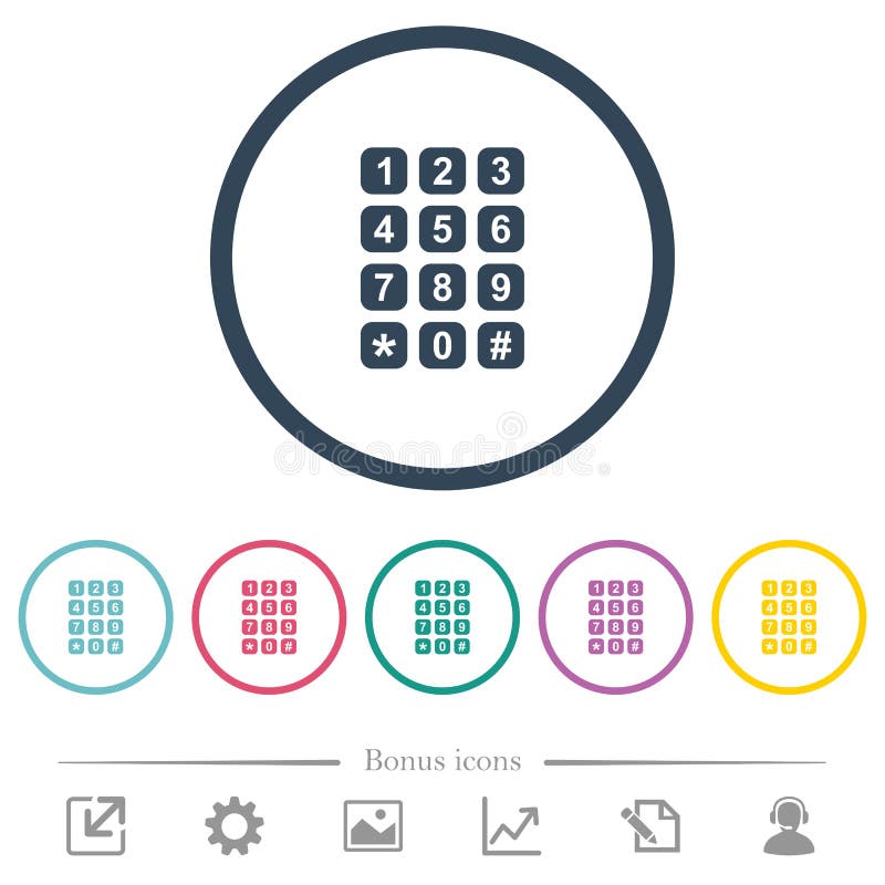 Dialpad, Numeric Keypad Circular Line Icon. Round Colorful Sign. Flat Style Vector Symbol. Stock ...