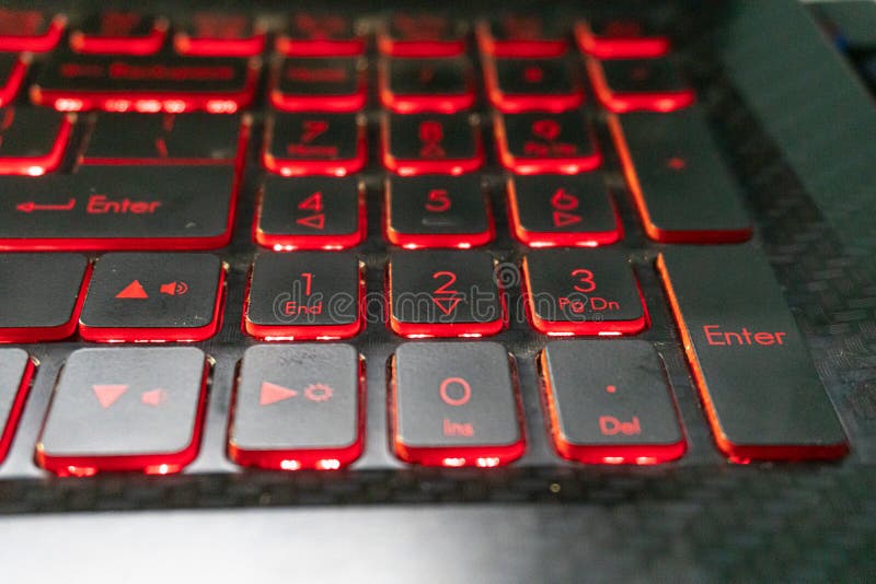 Numeric Keypad Showing in Red Color on Back Light Keyboard Stock Image ...
