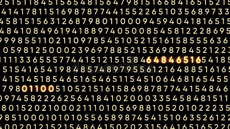 Numerical Code in Matrix Computer Program. Motion. Glowing Numbers in ...