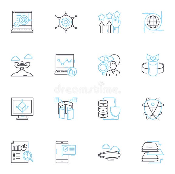 Numerical Data Linear Icons Set. Quantitative, Statistics, Digits ...