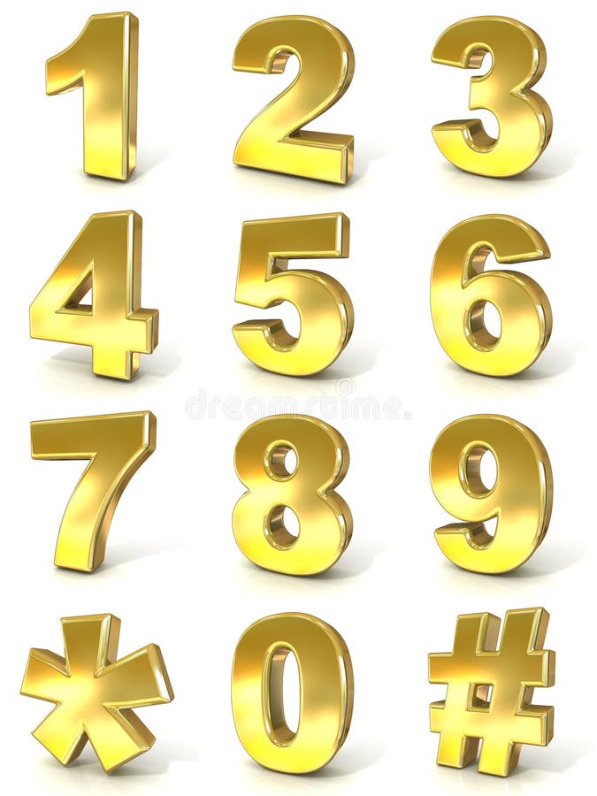 Numerical Digits Collection, 0 - 9, Plus Hash Tag and Asterisk Stock ...