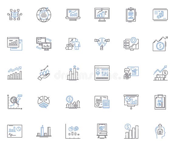 Numerical Illustration Line Icons Collection. Graphs, Charts, Graphical ...