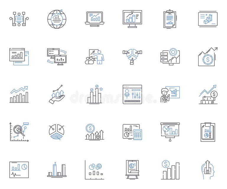 Numerical Illustration Line Icons Collection. Graphs, Charts, Graphical ...