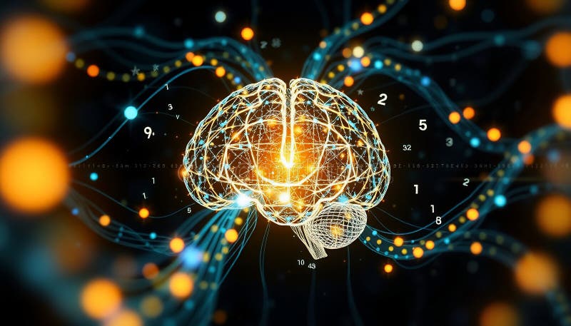 Numerical Intricacy Brain Centered Lights and Mathematics Stock ...