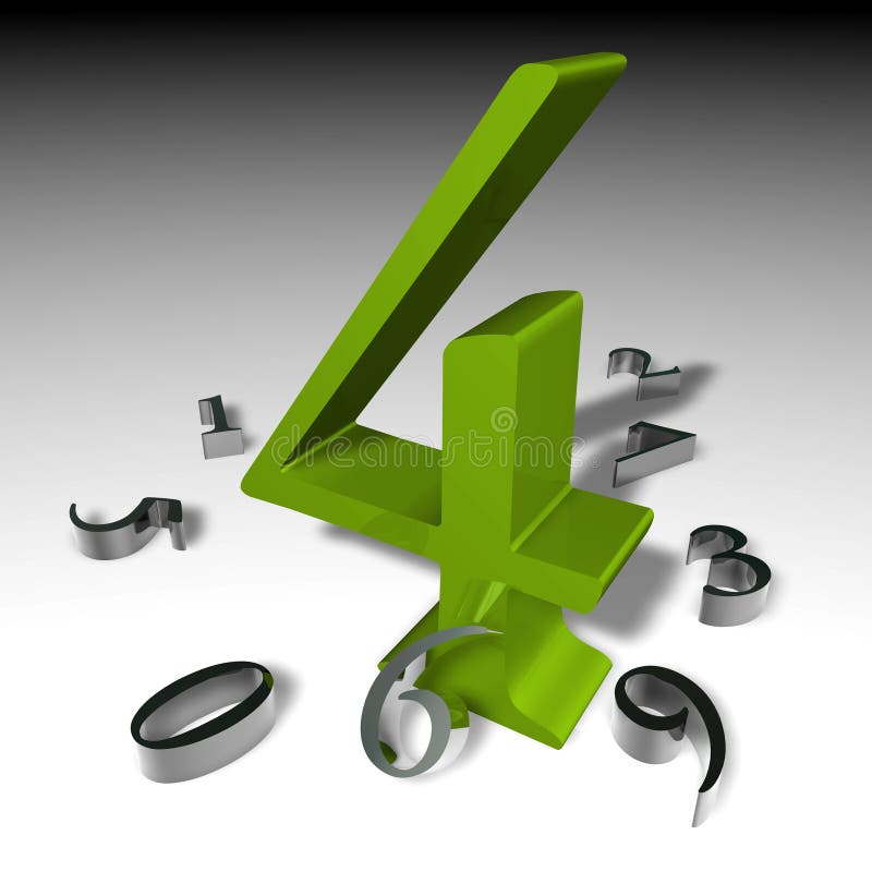 Numero 4 illustrazione di stock. Illustrazione di cromo - 7170503