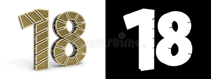 Numero Diciotto Numero 18 Con Segmenti D’oro Perforati Illustrazione di ... Numero Diciotto Numero 18 Con Segmenti D’oro Perforati Illustrazione di ...