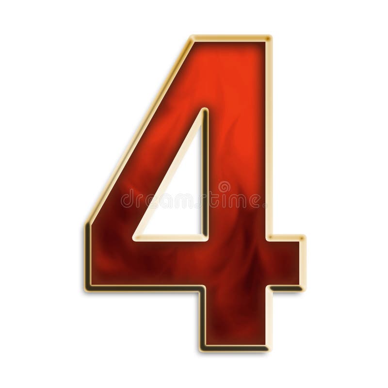Numero Quattro Nel Colore Rosso Ardente Illustrazione di Stock ...