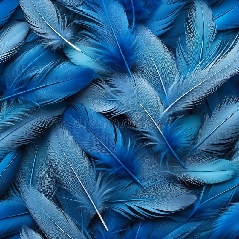Numerous Blue Feathers Arranged in Dense Layered Pattern. Concepts ...