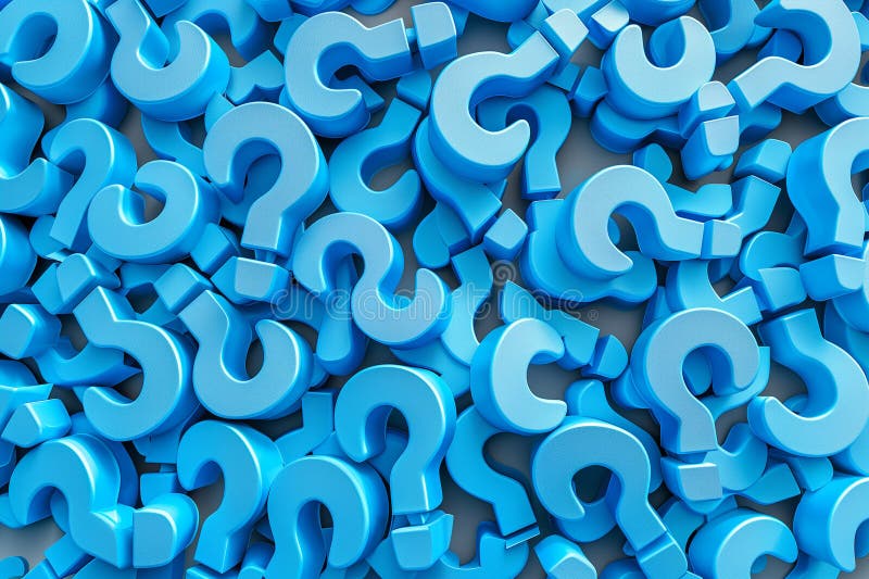 Stack of Blue Question Marks on Table Stock Illustration - Illustration ...