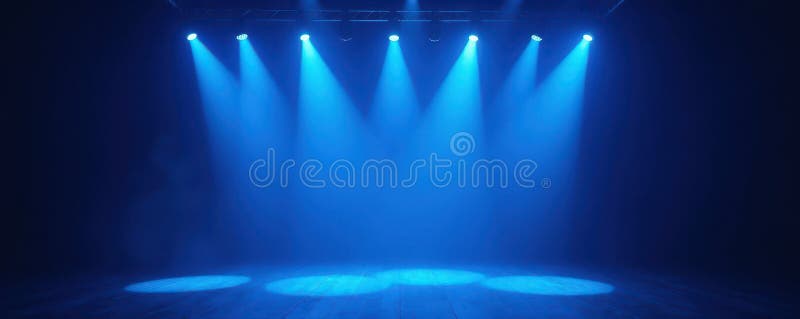 Numerous Blue Spotlights Wash a Stage in Cool Light , Performance, Cold ...
