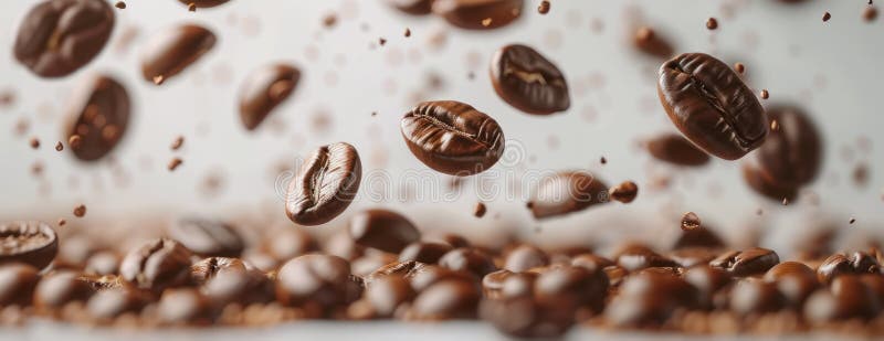 Coffee Beans Falling from Air. Coffee Beans Falling into a Cup of ...