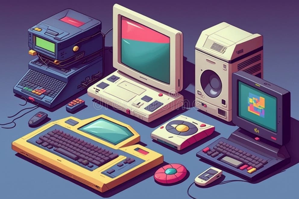 Numerous Devices that Were Popular in the 90s. AI Stock Illustration ...