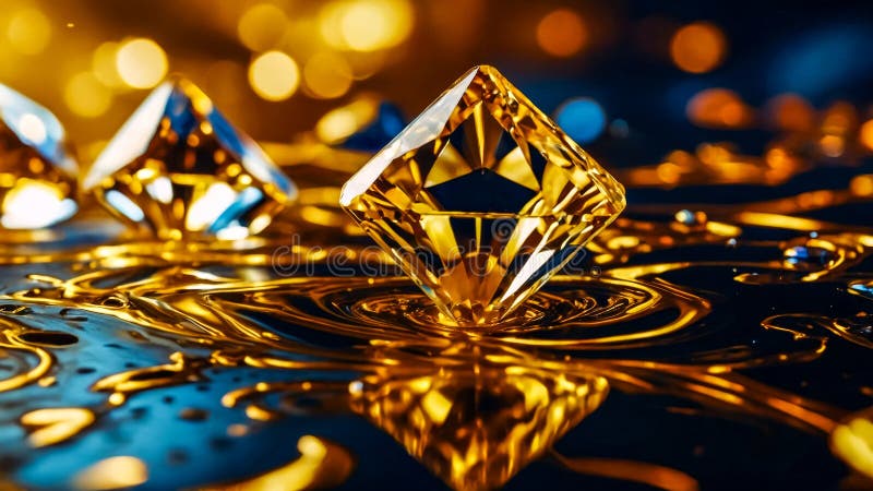 Numerous Diamonds Sparkling and Golden Surface, Showcasing Luxury and ...