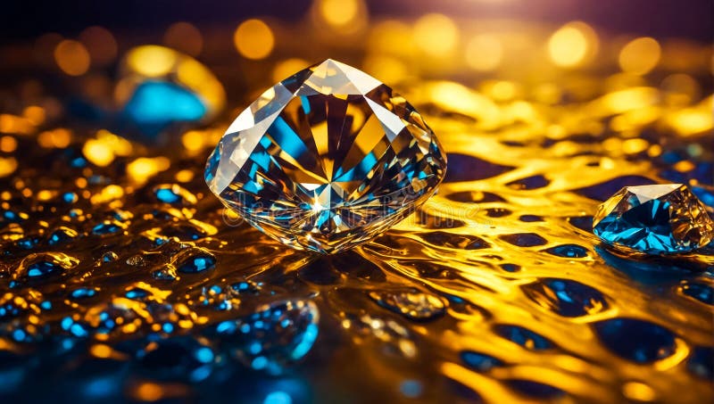 Numerous Diamonds Sparkling and Golden Surface, Showcasing Luxury and ...