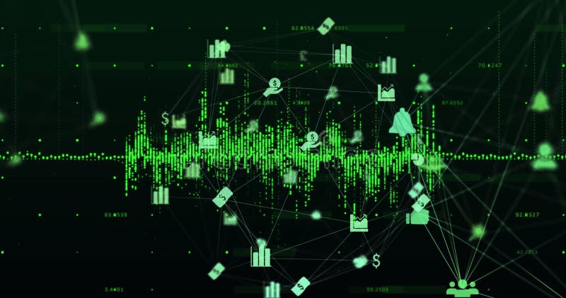 Numerous Digital Icons Representing Financial Data are Floating Over ...