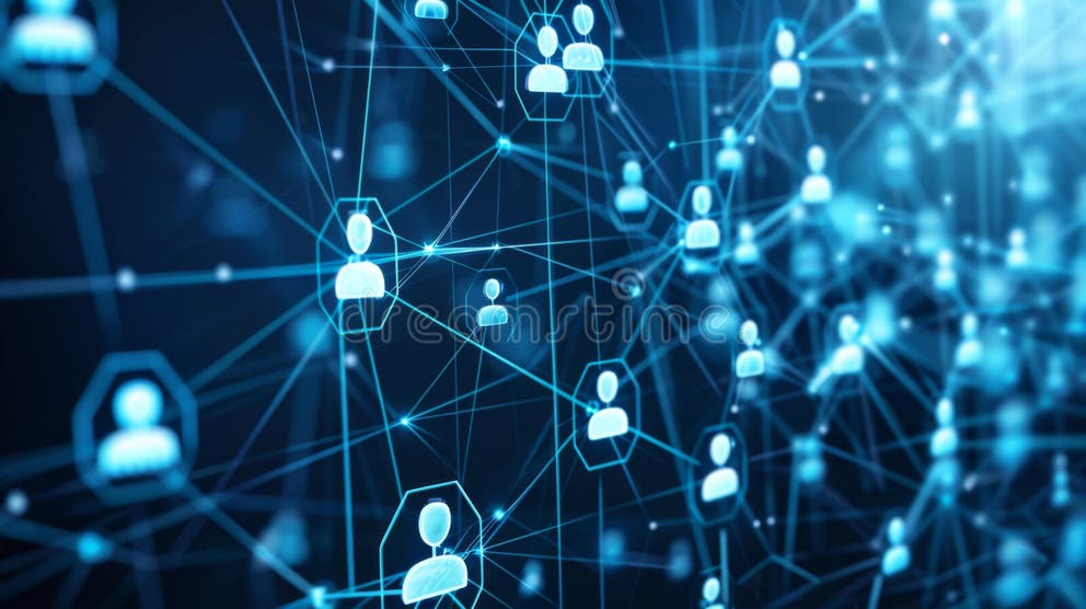 Interconnected Blue and Black Dots Background Stock Image - Image of ...