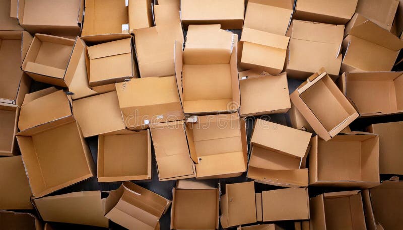 Various Empty Cardboard Boxes Scattered on a Floor in a Storage Area ...