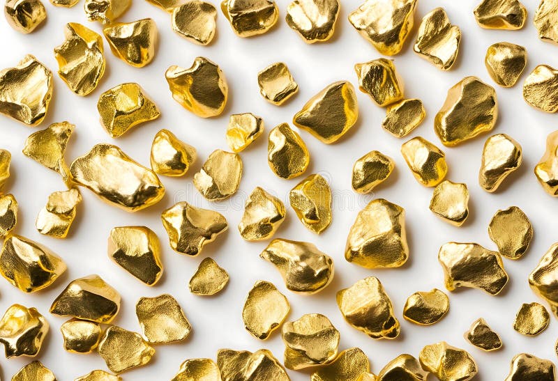 Numerous Gold Nugget Fragments.AI Generated Stock Illustration ...