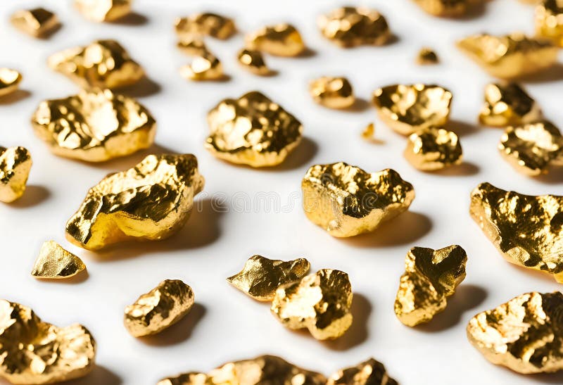 Numerous Gold Nugget Fragments.AI Generated Stock Illustration ...