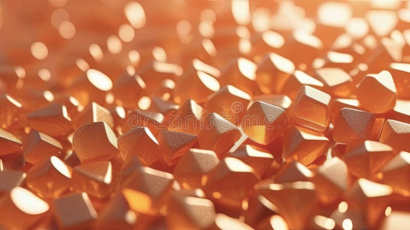 Numerous Golden, Crystalline Structures Illuminated by a Bright Light ...