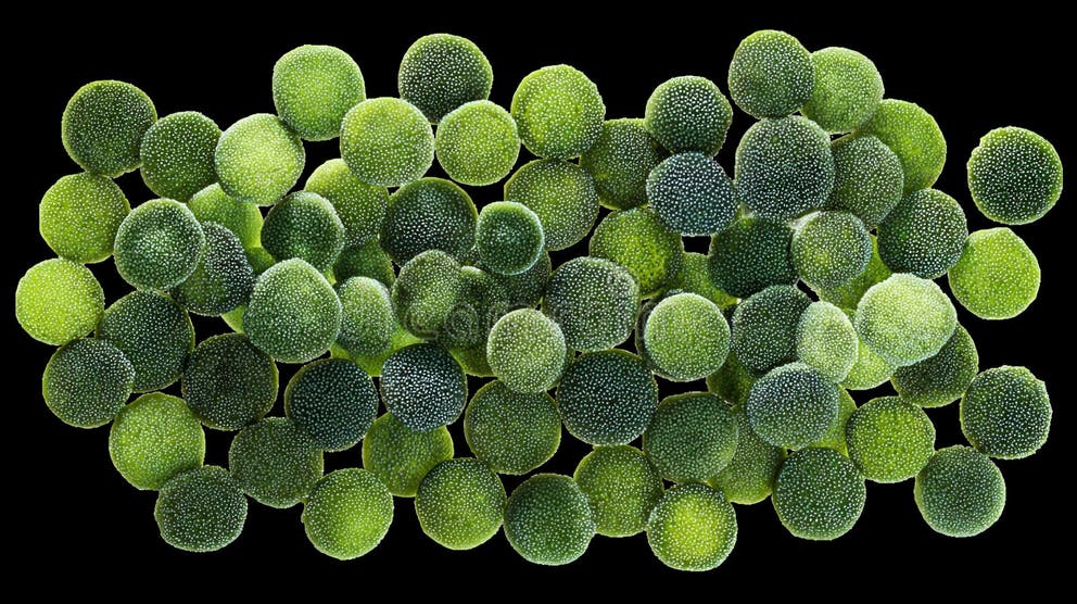 Cluster of Green Microalgae Balls on Transparent Background Stock ...
