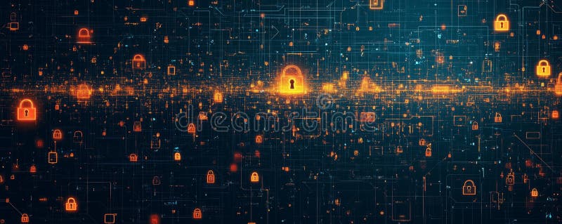 Numerous Locks and Numeric Symbols Create a Complex Digital Security ...