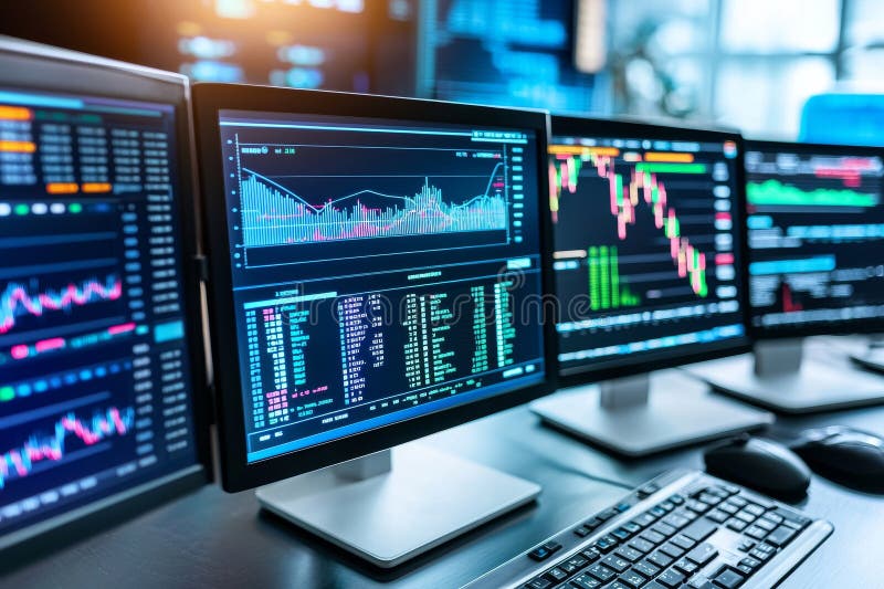 Numerous Monitors Displayed on the Wall, Each Displaying a Variety of ...