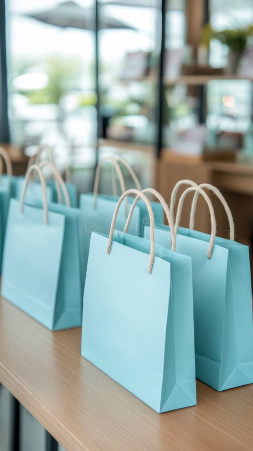 Numerous Neatly Wrapped Gift Boxes in Light Blue with White Ribbons ...