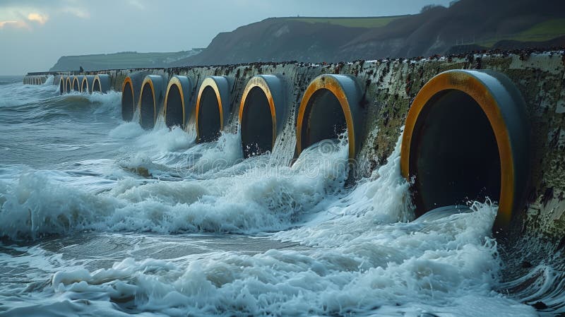 Network of Pipes Submerged Underwater Stock Image - Image of ...