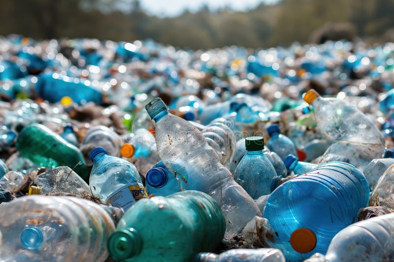 Numerous Plastic Bottles Littering the Ground in a Landfill ...