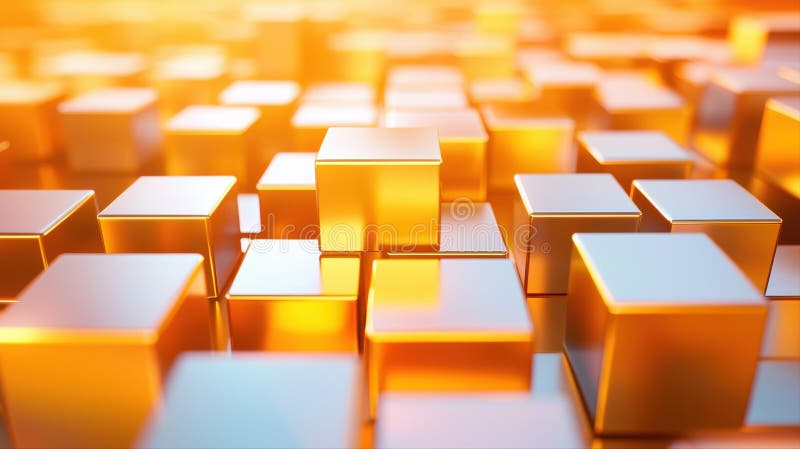 Gold Cubes Falling in Air stock photo. Image of visual - 319436990