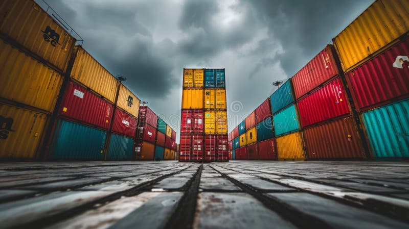 Numerous Shipping Containers Stack in Port Stock Photo - Image of ...