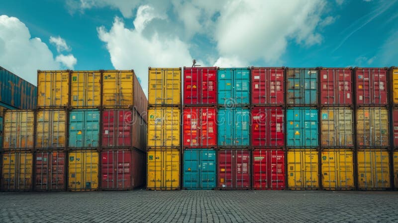 Numerous Shipping Containers Stack in Port Stock Photo - Image of ...