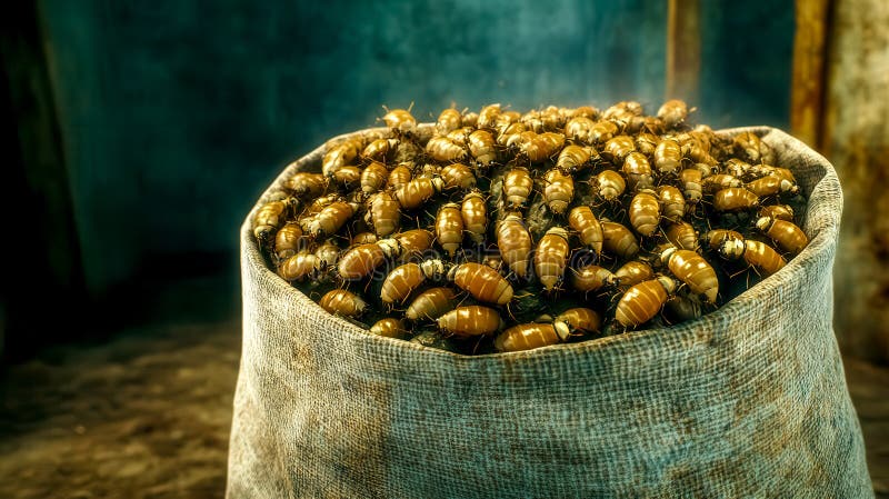 Numerous Weevils Infesting Sack of Grain in Storage Area Stock Image ...