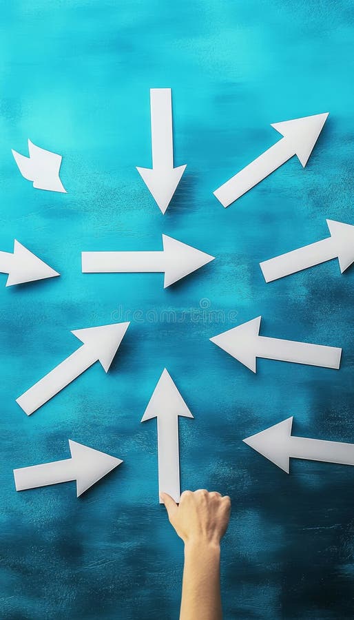 Numerous White Arrows Pointing in Different Directions, Choice Concept ...