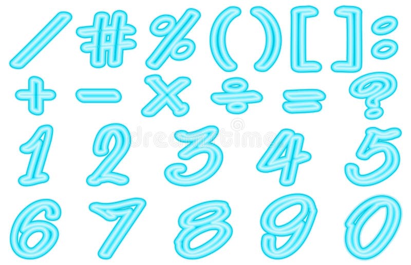 Numers and Signs in Light Blue Color Stock Vector - Illustration of ...