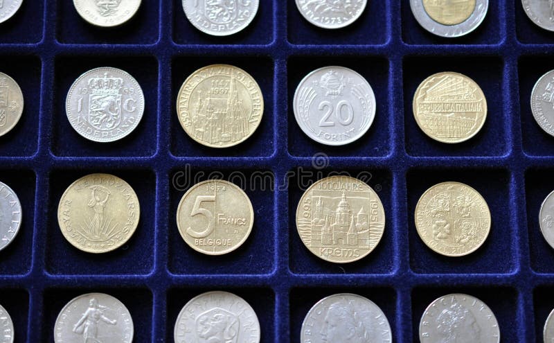 Numismatic coin collection stock image. Image of purse - 37075679