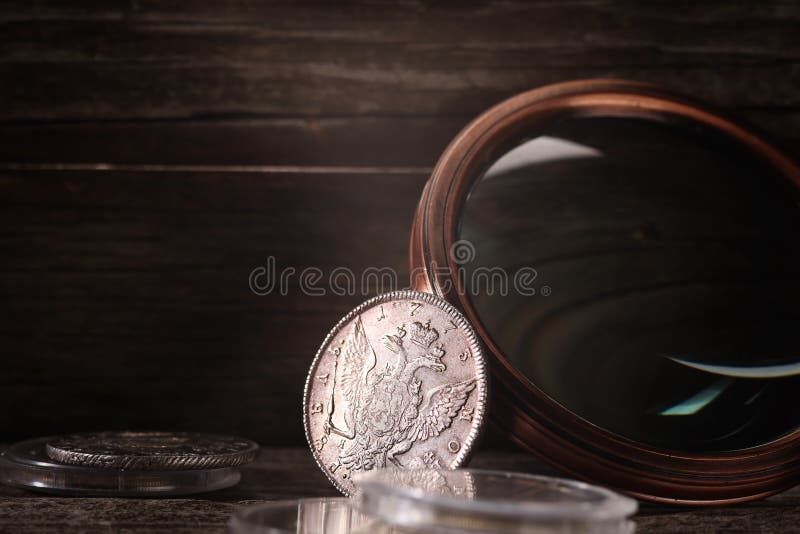 Numismatics. Old Collectible Coins on the Table Stock Image - Image of ...