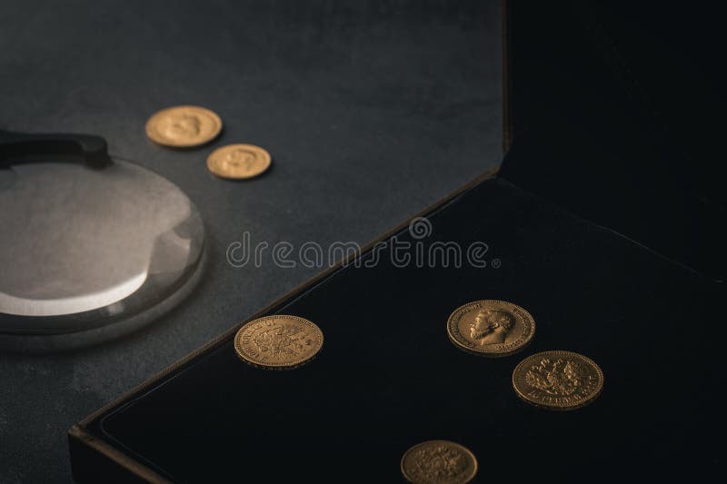 Numismatics. Old Collectible Coins on the Table Stock Photo - Image of ...
