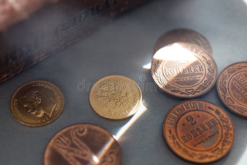 Numismatics. Old Collectible Coins on the Table Stock Image - Image of ...