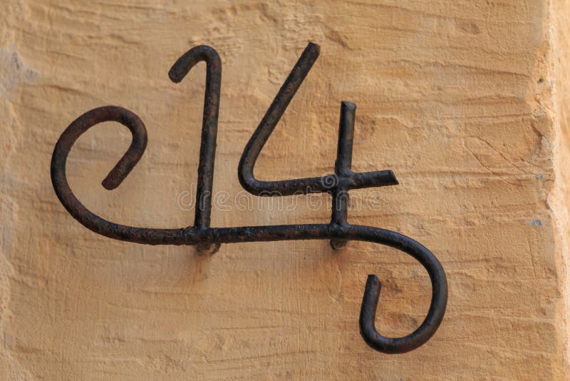 Nummber 14 Made from Thick Wire on Wall Stock Photo - Image of 14th ...