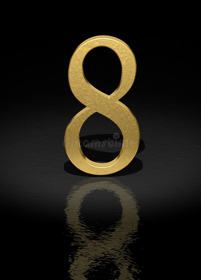 3D-nummer 8 i guld stock illustrationer. Illustration av litet - 5415953