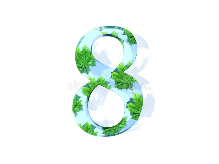 Nummer acht met bladeren stock illustratie. Illustration of aantal ...