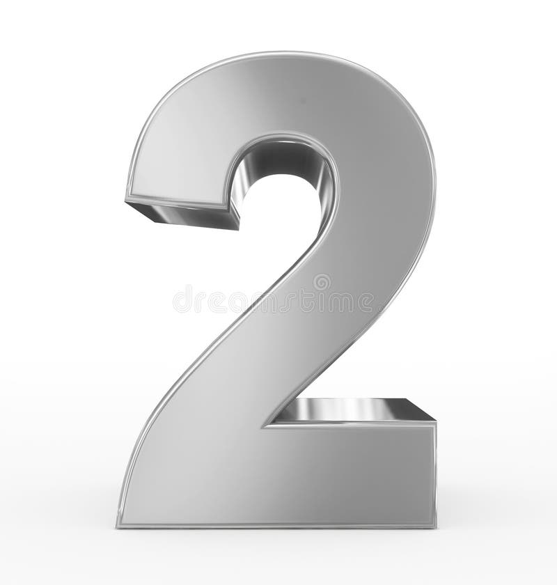Nummer 2 3d Zilver Op Wit Wordt Geïsoleerd Dat Stock Illustratie ...