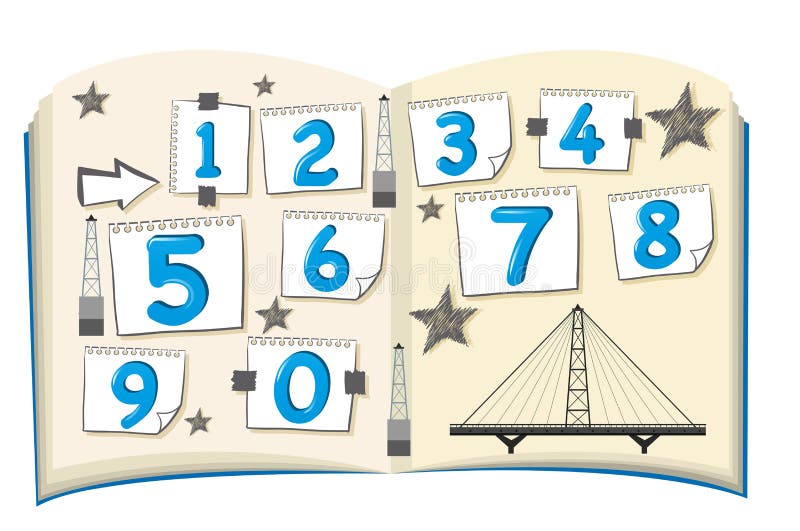 Nummer Ett Till Noll- Och Matematiktecken Vektor Illustrationer ...