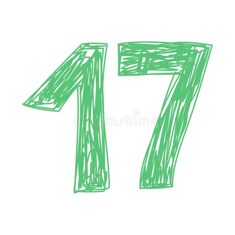 Nummer 17. Met De Hand Getekende Lijnschets. Tekening Van Kinderen ...